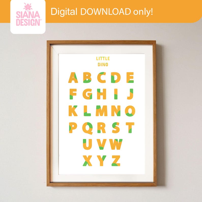 Cute Dinosaur Posters, Dinosaur Poster Set, Kids Room Alphabet Poster ...