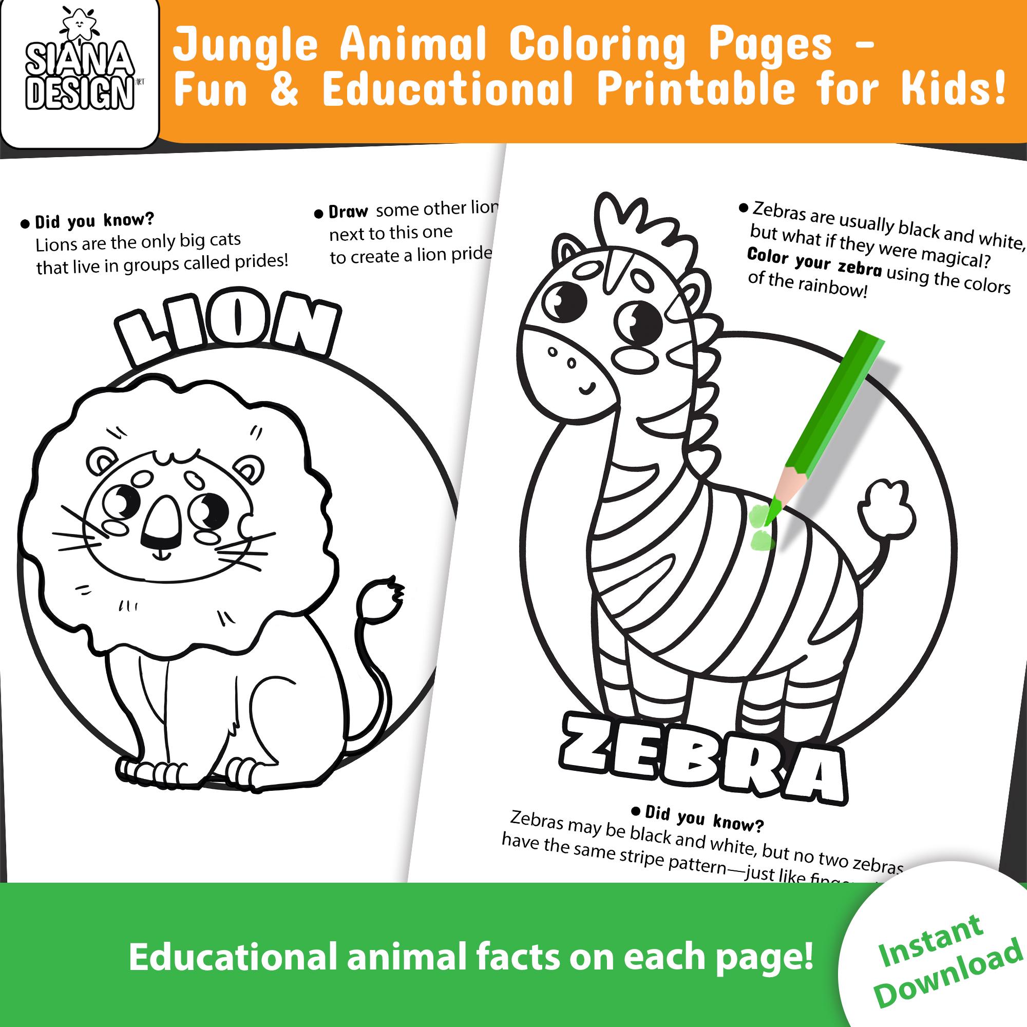 Jungle Animal Coloring Pages – Fun & Educational Printable for Kids ...