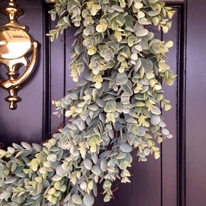 Farm House Wreath , Eucalyptus Wreath With Burlap Bow . - Etsy