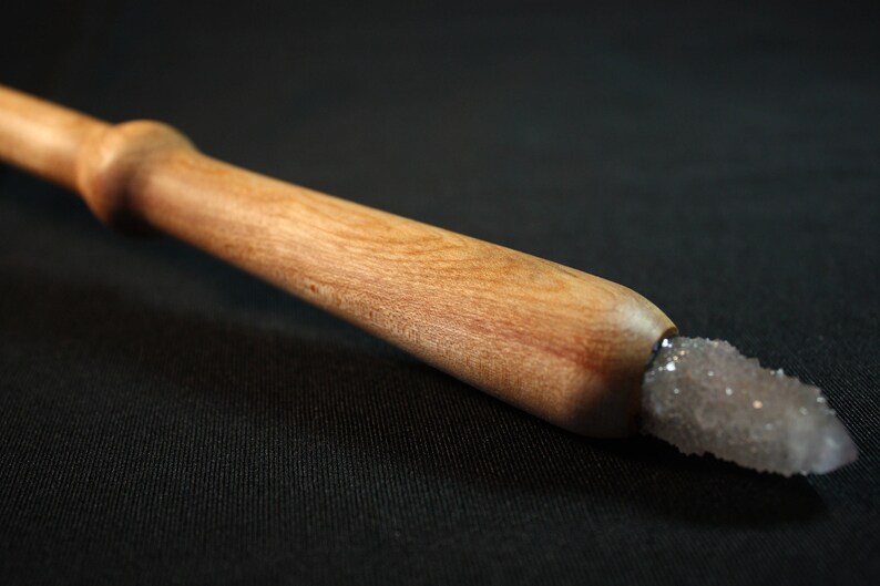 Hand Made Flame Birch Metaphysical Wood Wand With Spirit Quartz and ...