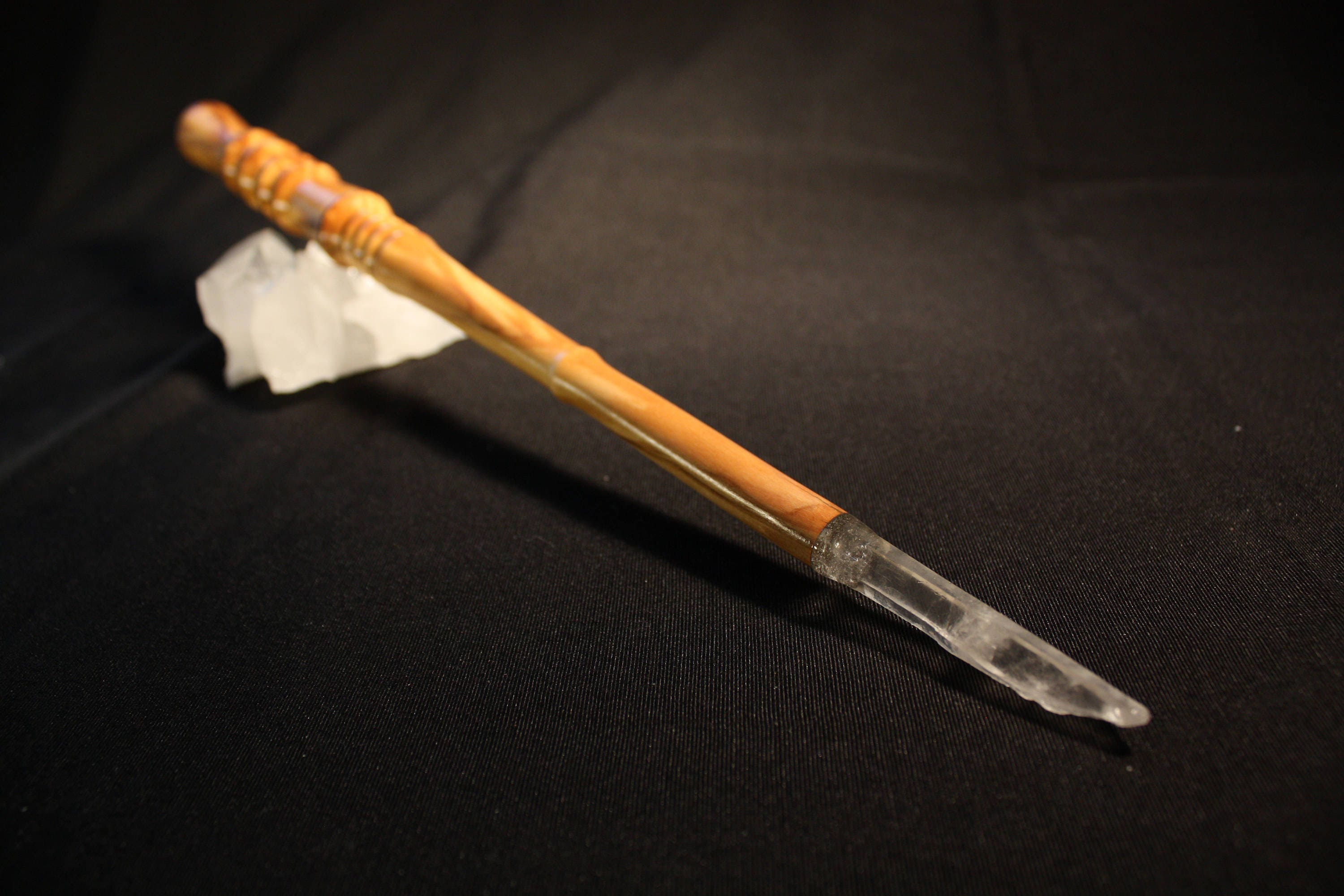 Hand Made Olivewood Metaphysical Wood Wand With Amethyst and Quartz ...