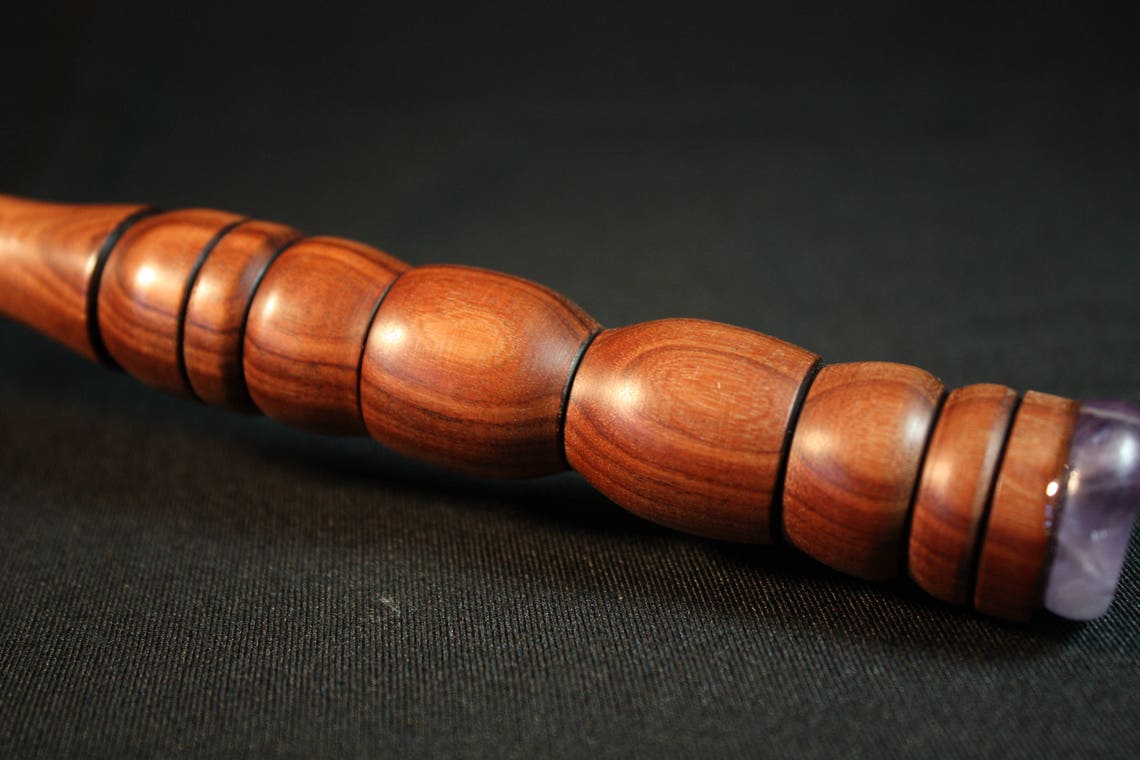 Hand Made Bolivian Rosewood Metaphysical Wood Wand With Purple Fluorite ...