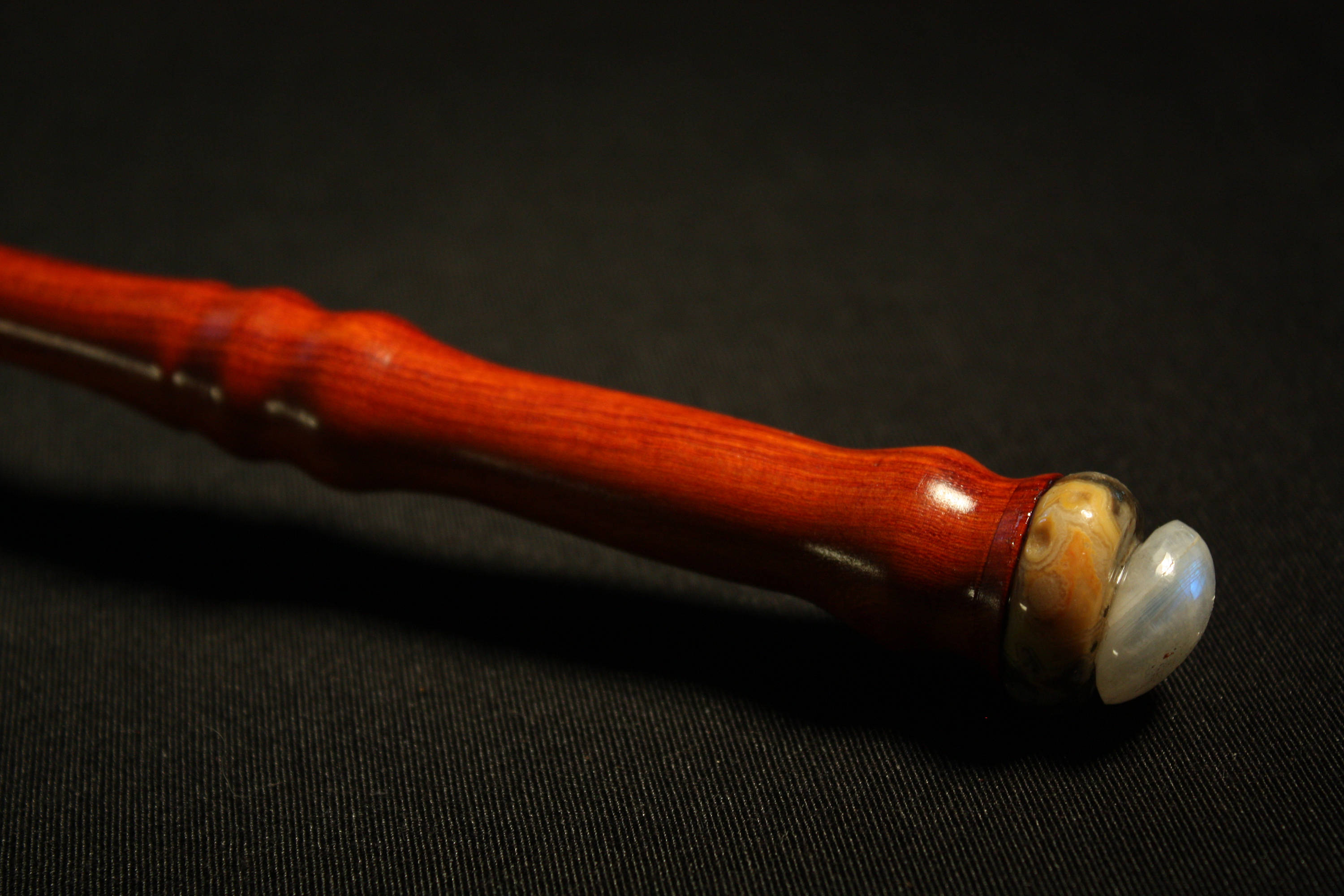 Hand Made Redheart Metaphysical Wood Wand With Rainbow Moonstone, Moss ...