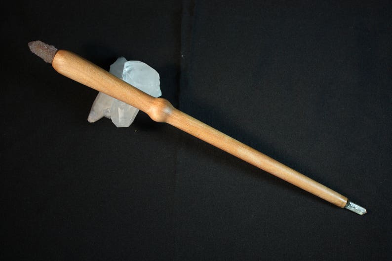 Hand Made Flame Birch Metaphysical Wood Wand With Spirit Quartz and ...