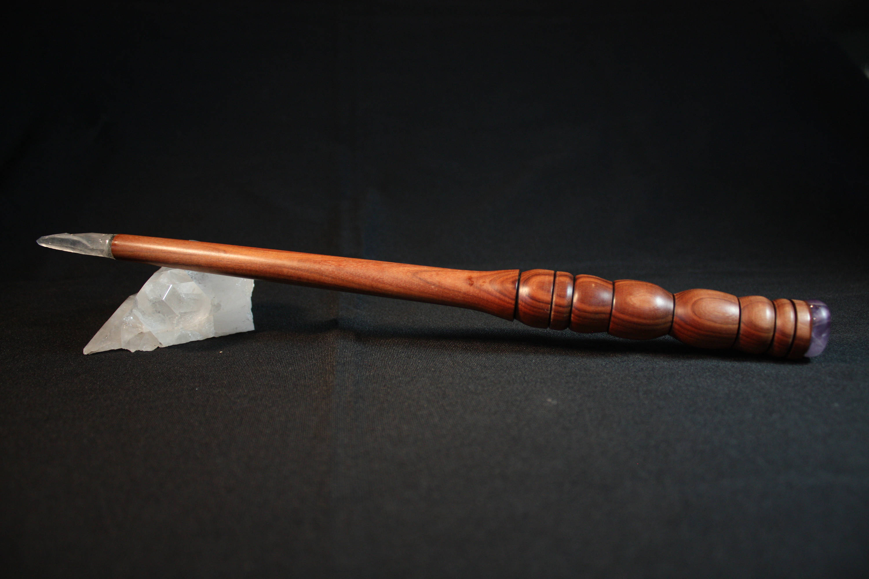 Hand Made Bolivian Rosewood Metaphysical Wood Wand With Purple Fluorite ...