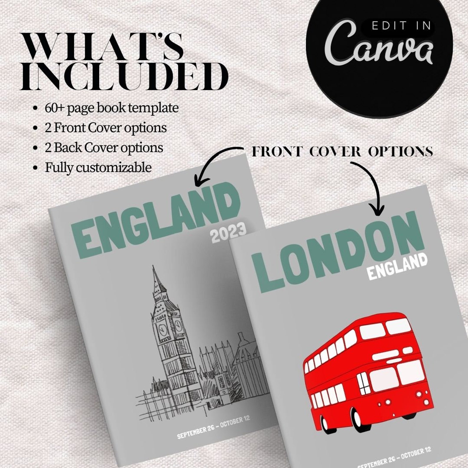 ENGLAND Travel Photo Book Template | Decorative Coffee Table Book ...