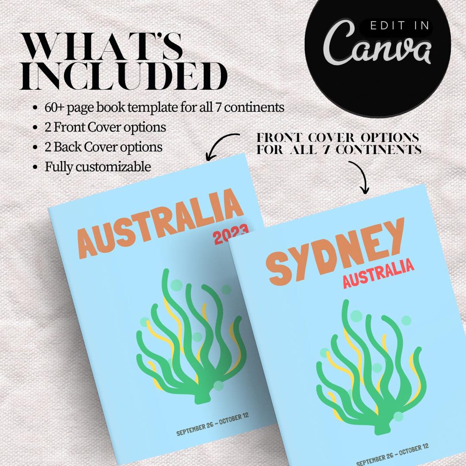 7 CONTINENTS Travel Photo Book Template Bundle | Decorative Coffee ...
