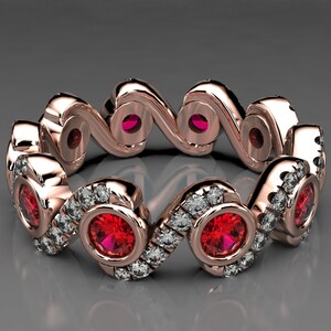 Ruby Waves Diamond and Ruby Eternity Band - Etsy