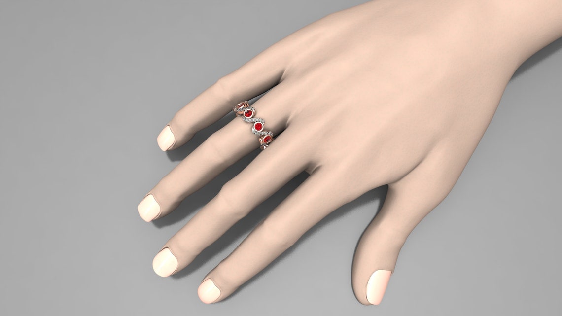 Ruby Waves Diamond and Ruby Eternity Band - Etsy