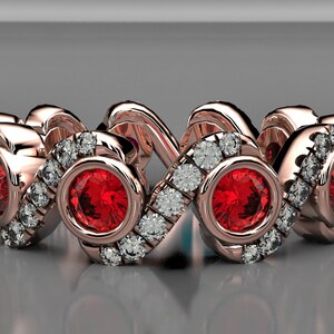 Ruby Waves Diamond and Ruby Eternity Band - Etsy
