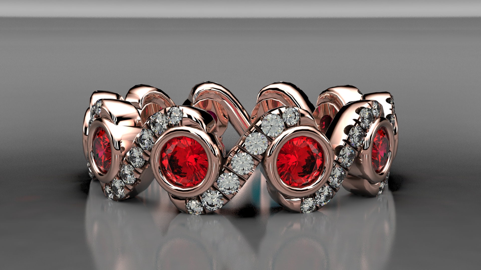 Ruby Waves Diamond and Ruby Eternity Band - Etsy