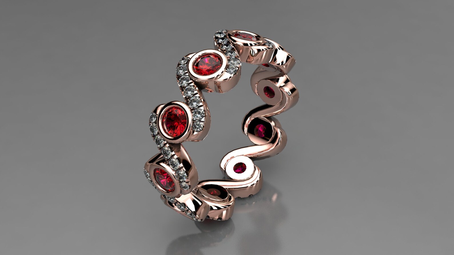 Ruby Waves Diamond and Ruby Eternity Band - Etsy