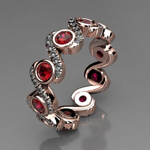 Ruby Waves Diamond and Ruby Eternity Band - Etsy