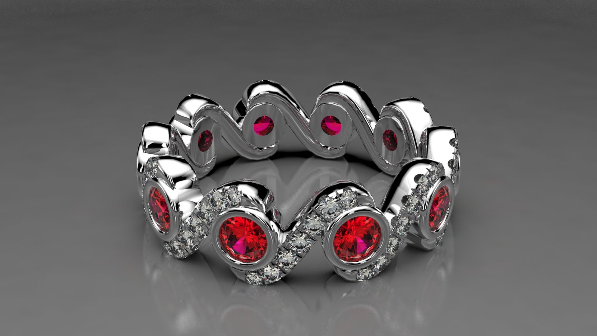 Ruby Waves Diamond and Ruby Eternity Band - Etsy