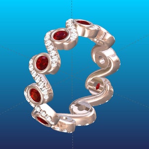 Ruby Waves Diamond and Ruby Eternity Band - Etsy