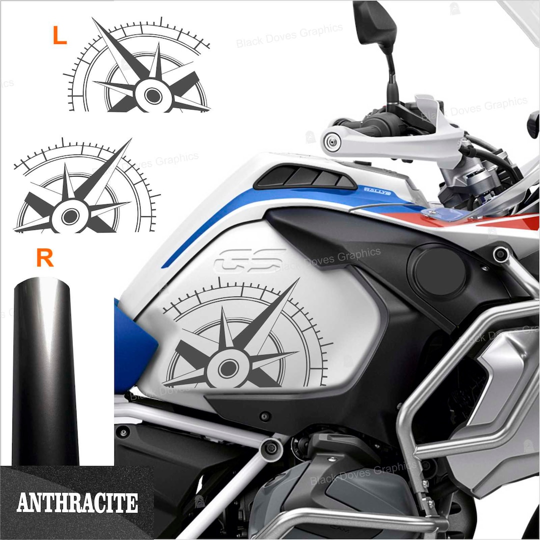 Set of 2 Compass / Wind Rose Tank Side Stickers Compatible With BMW R ...