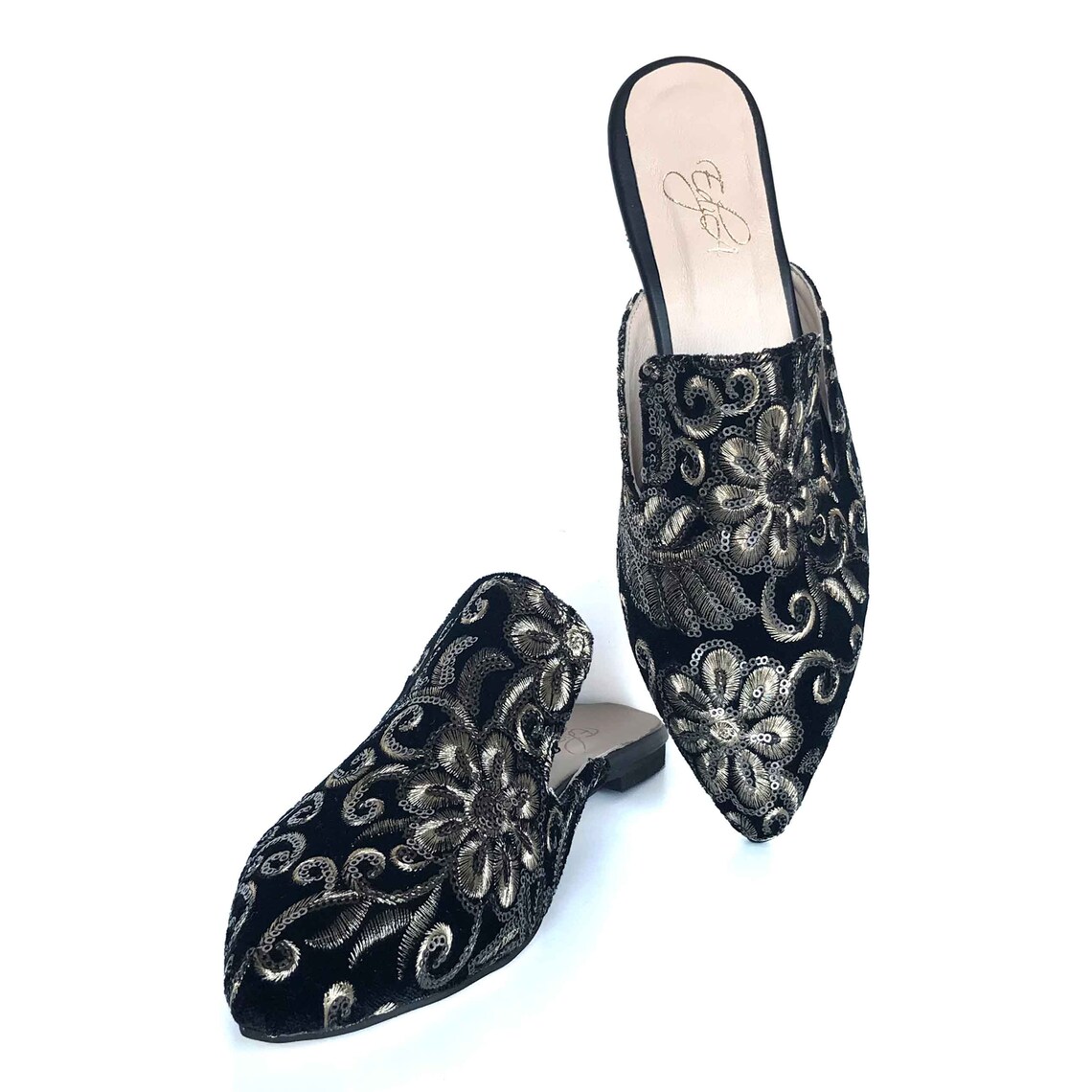 Edza Caprice Gold Color Embroidered Textile Upper Ottoman - Etsy