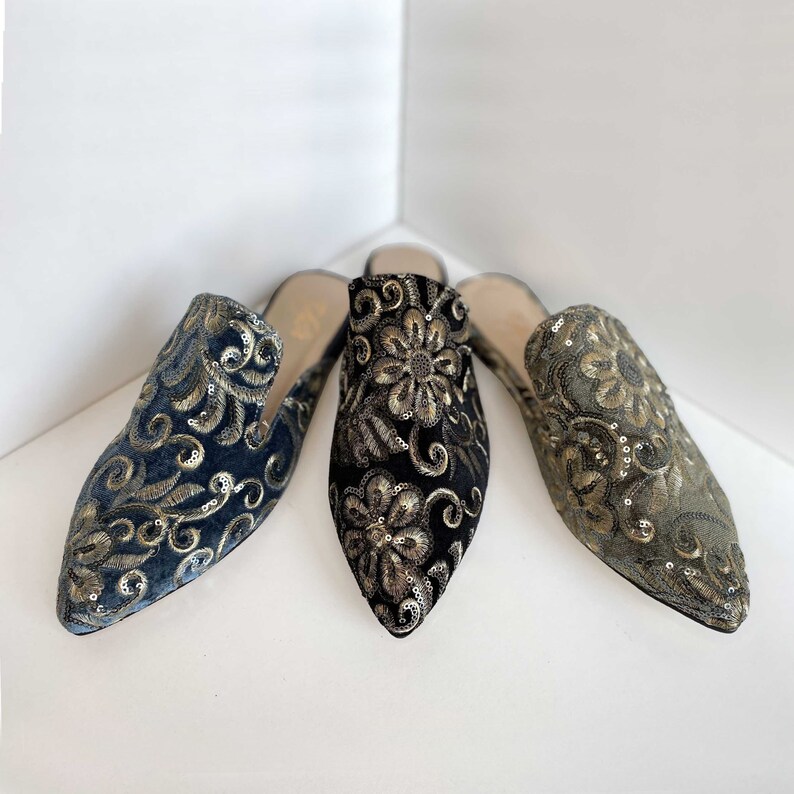 Edza Caprice Gold Color Embroidered Textile Upper Ottoman Style ...