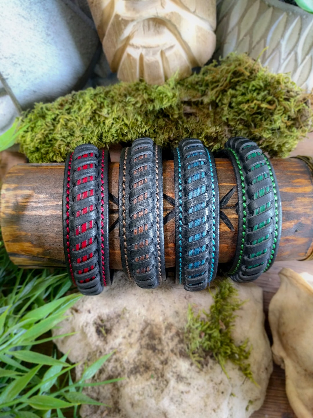 Ethnic Leather Strap Lacing Noir_dispo 4 Colors on Noire_dispo Base in ...