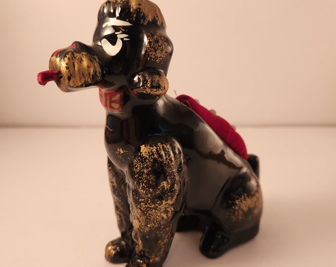 MCM Red Clay Black Poodle Pin Cushion/tape Measure - Etsy