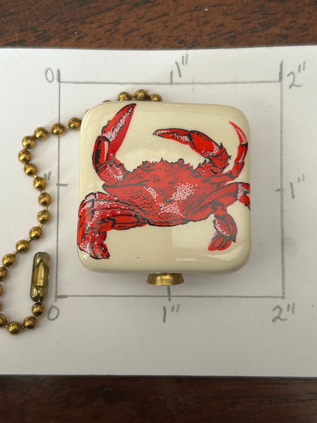 Ceramic Ceiling Fan Pull Light Chain Pull Red Crab Crustacean - Etsy