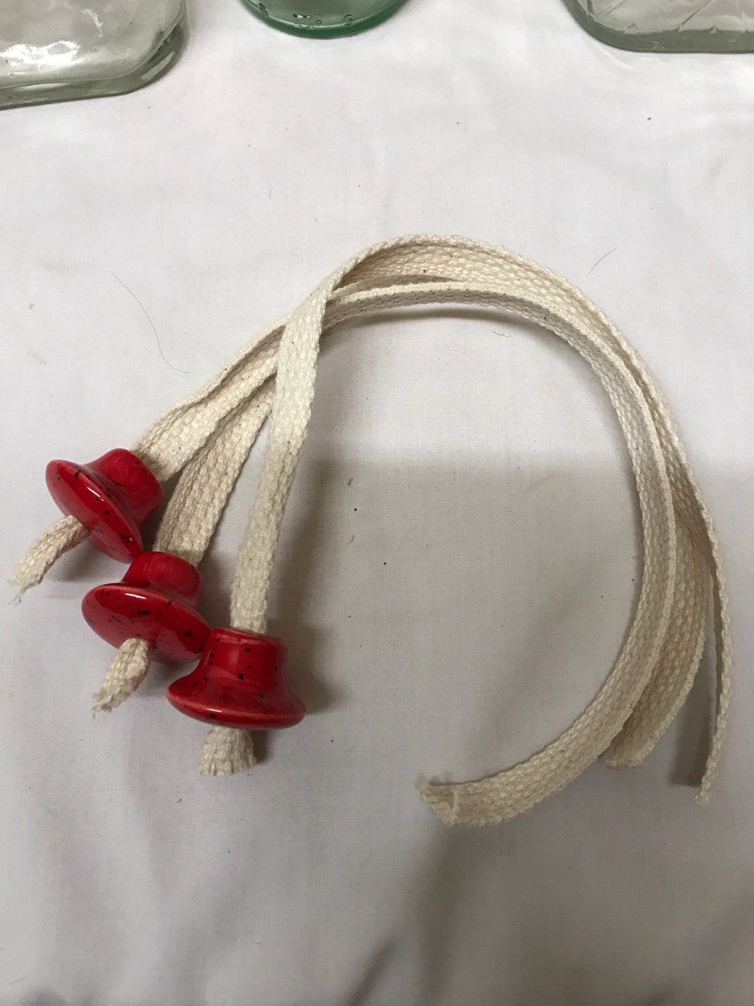 3 Ceramic Wick Holders 3/4" Neon Red Speckle Oil Lamp Bottle Fits Screw ...