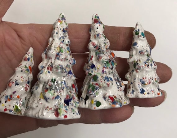 4 Mini Ceramic Christmas Tree Trees Decor New Handmade in USA - Etsy