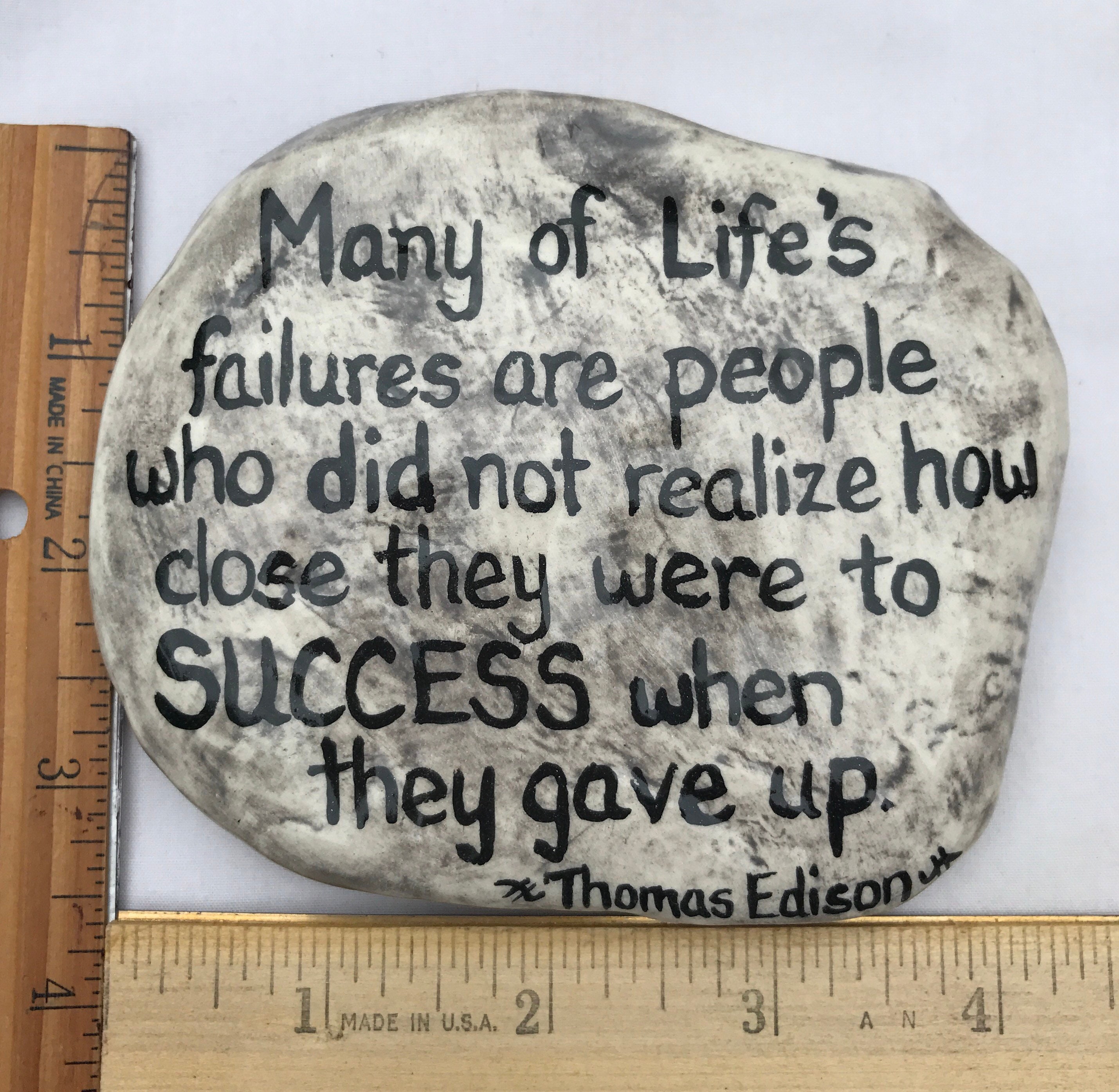 Ceramic Rock Thomas Edison Success Quote Teacher End of the | Etsy