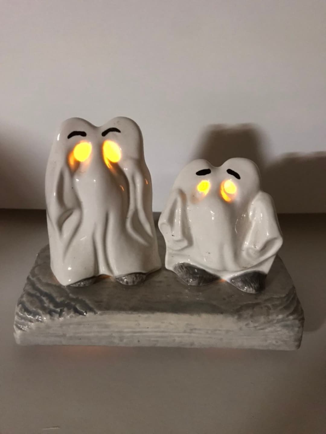 Ceramic Ghosts Mice Halloween Decor Lit LED Flicker Tea Lights New ...