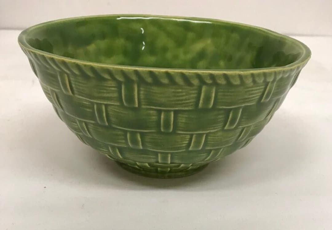 Ceramic Bowl Basket Design Made in USA Kiln Fired Light Green - Etsy