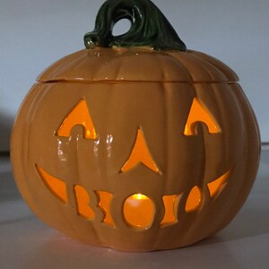 6” X 6” Medium Ceramic Pumpkin Glazed Kiln Fired Lights up Halloween ...