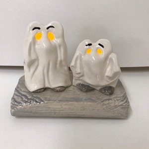 Ceramic Ghosts Mice Halloween Decor Lit LED Flicker Tea Lights New ...