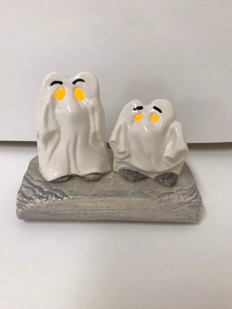 Ceramic Ghosts Mice Halloween Decor Lit LED Flicker Tea Lights New ...