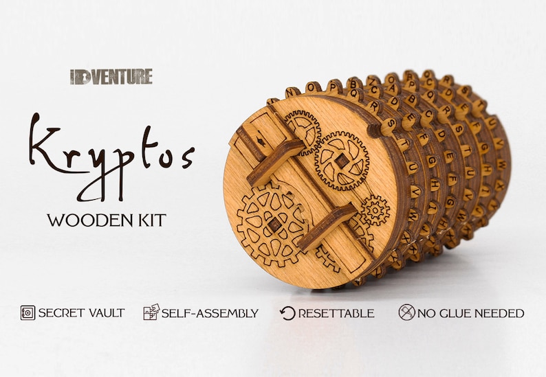 Kryptos - Cryptex Wooden Kit. Portable Puzzle Vault for Secret Messages ...