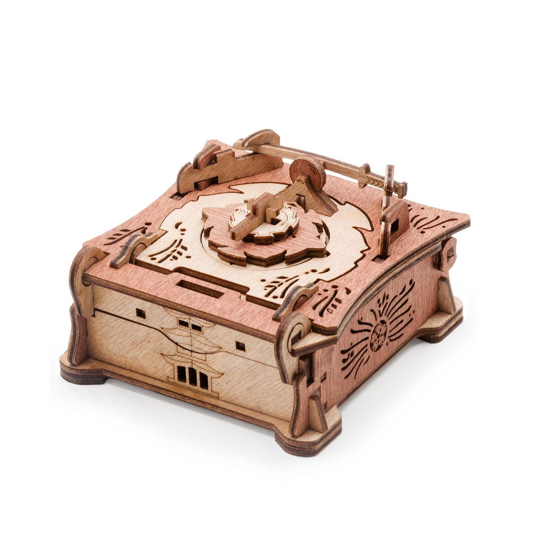 Samurai Puzzle Box for Adults, Wooden Treasure Chest With Hidden ...