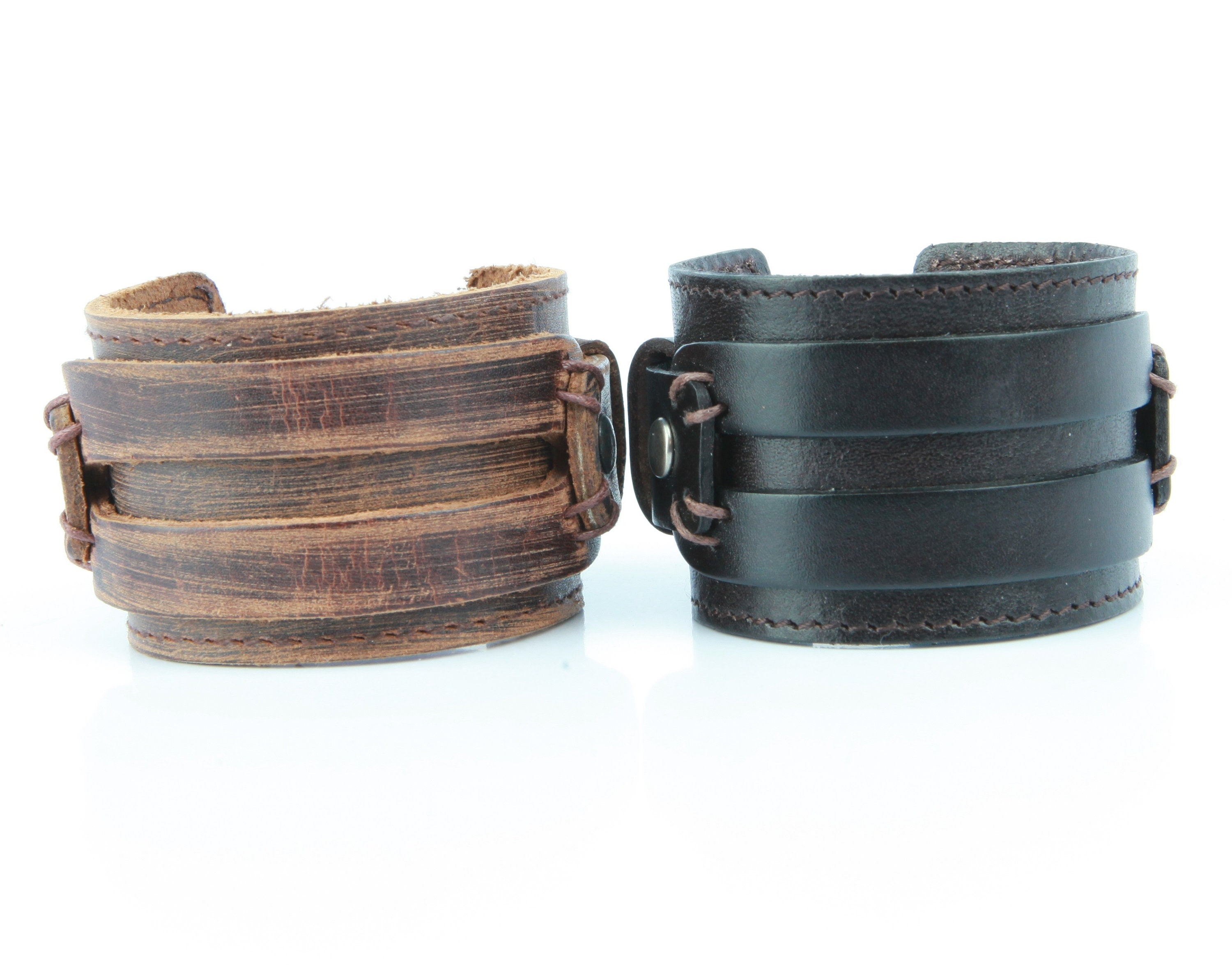 Leather Cuff Bracelet Johnny Depp Hippie Boho Double Buckle - Etsy