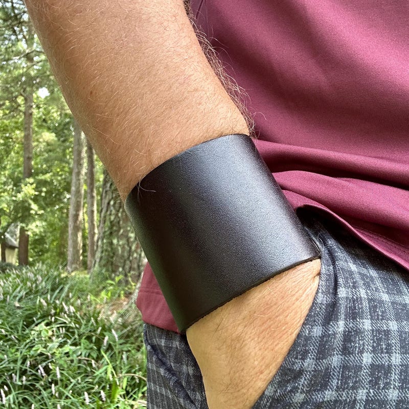 Wide Leather Cuff - Etsy