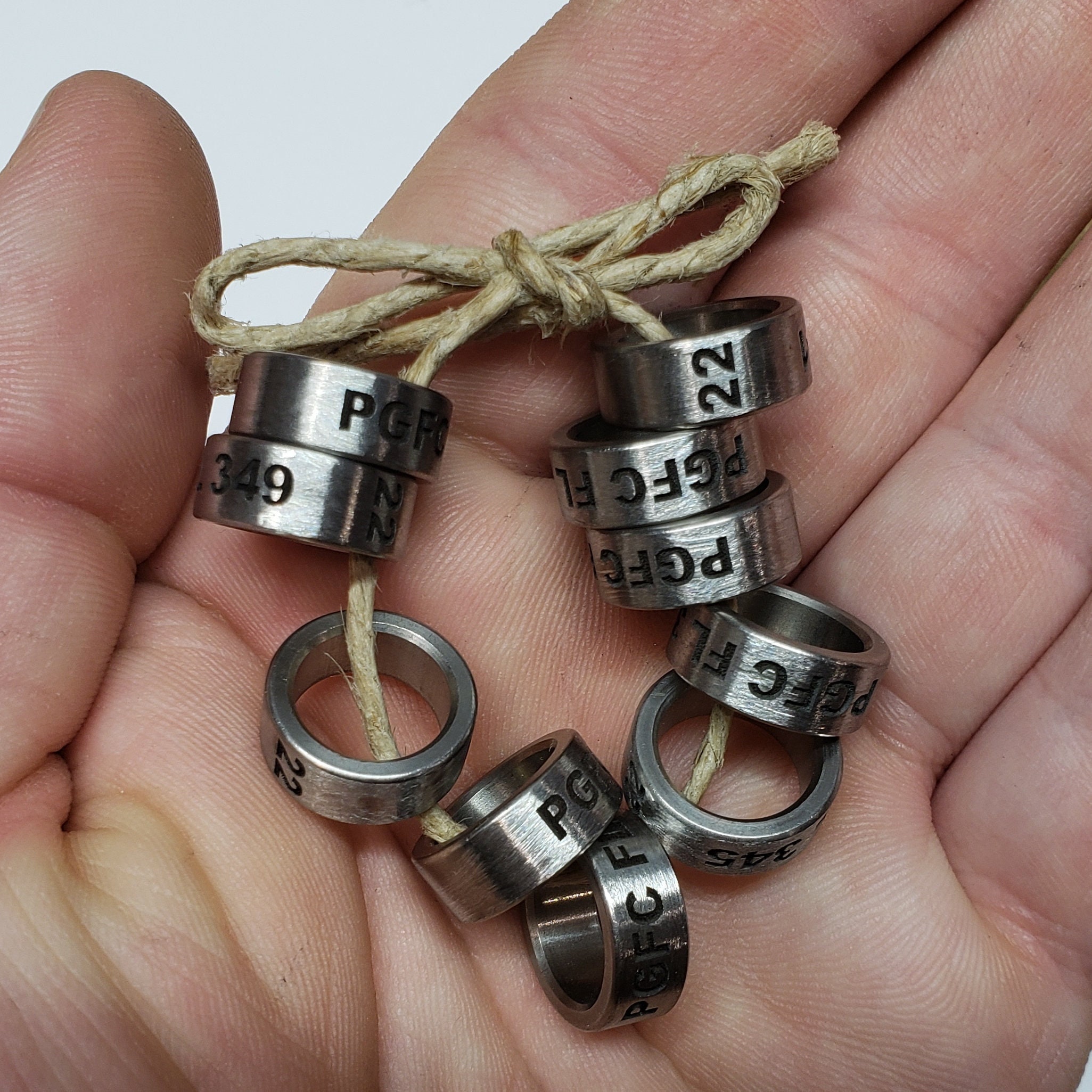 10 Closed Bird Leg Bands - Stainless Steel - Custom Laser Engraved in ...