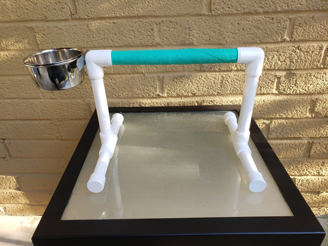 THE MOVER: Portable Parrot Bird Perch W/ Cup(s) for Cockatiels, Conures ...