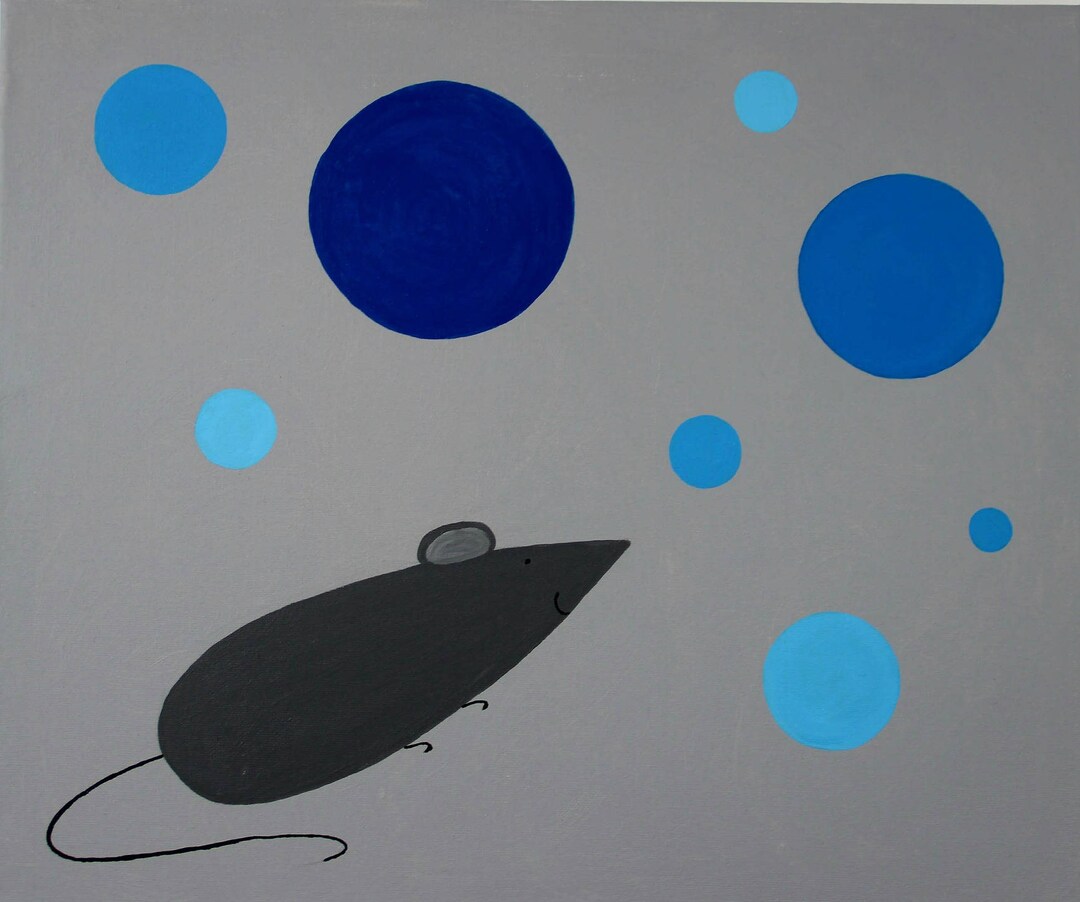 Table MOUSE Gray and Blue Bubbles Wall Decoration Room Child, Boys ...