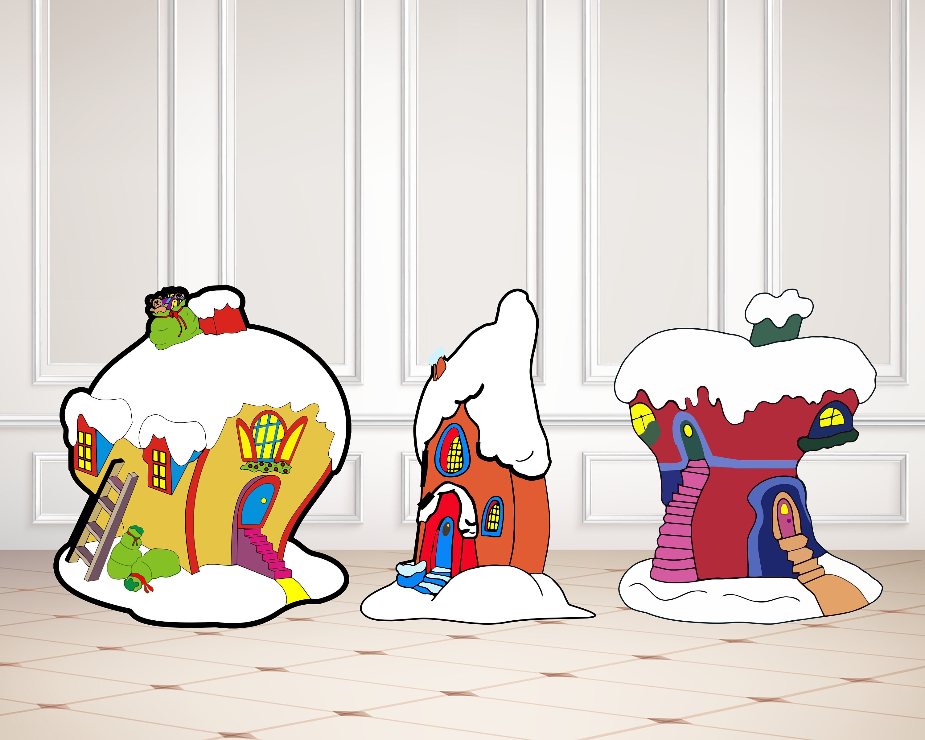 Whoville Houses 48 Inch Cutout Files Three Whoville House Etsy