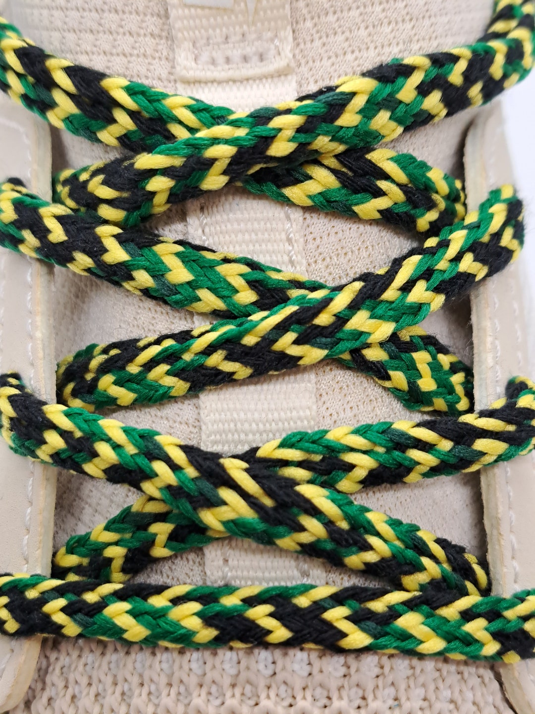 Hybrid Multi-color Shoelaces - Green and Black With Yellow - Etsy