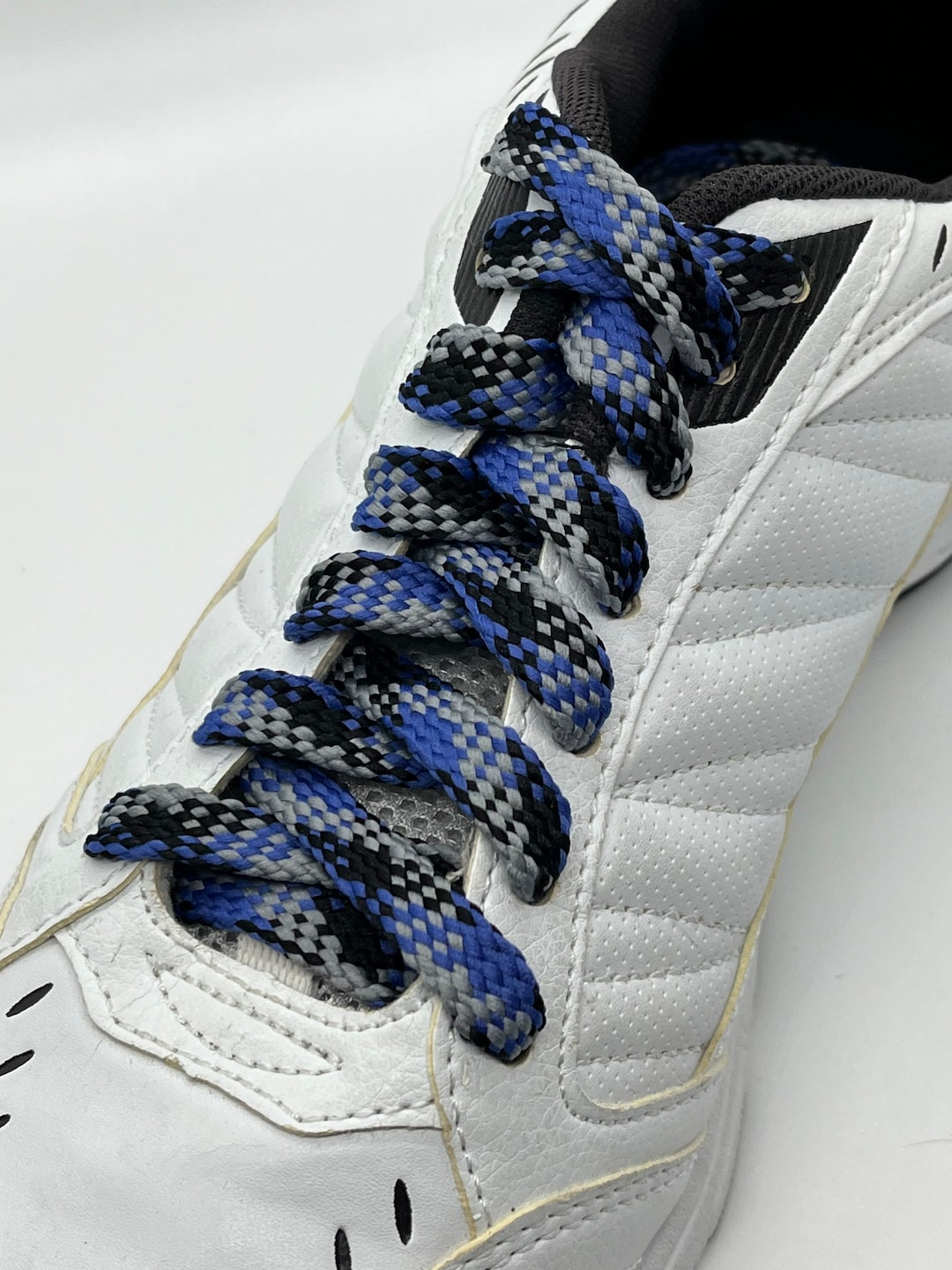 Flat Plaid Shoelaces Black, Blue and Gray - Etsy