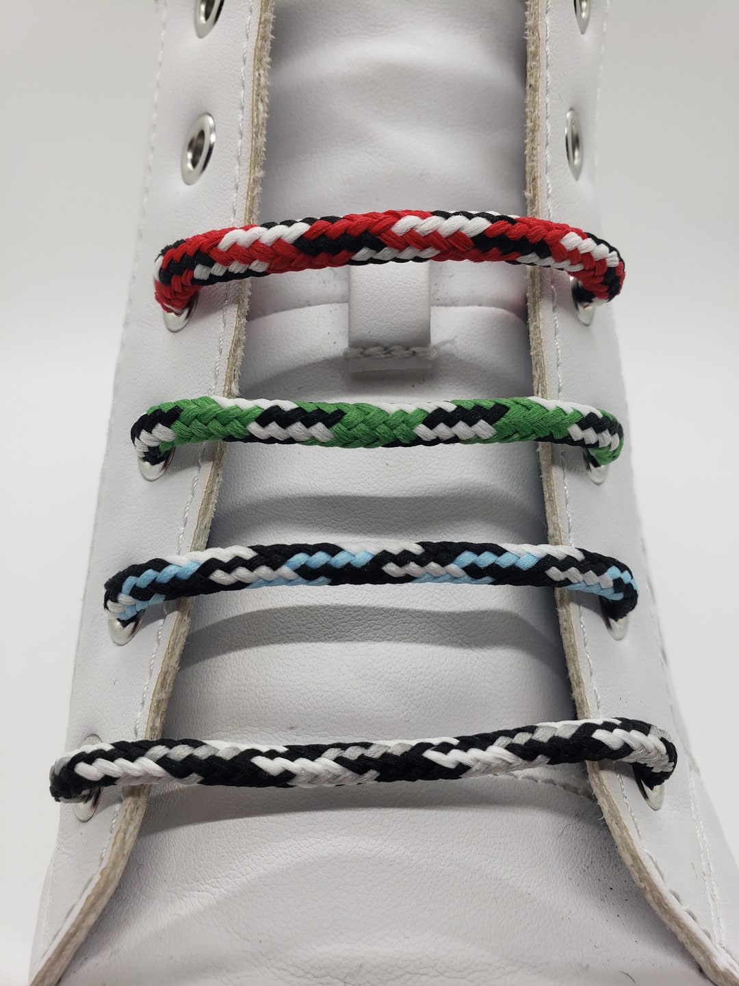 Round Multi-colored Shoelaces - Black, White, and Color - Etsy