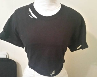 Distressed Crop Top - Etsy