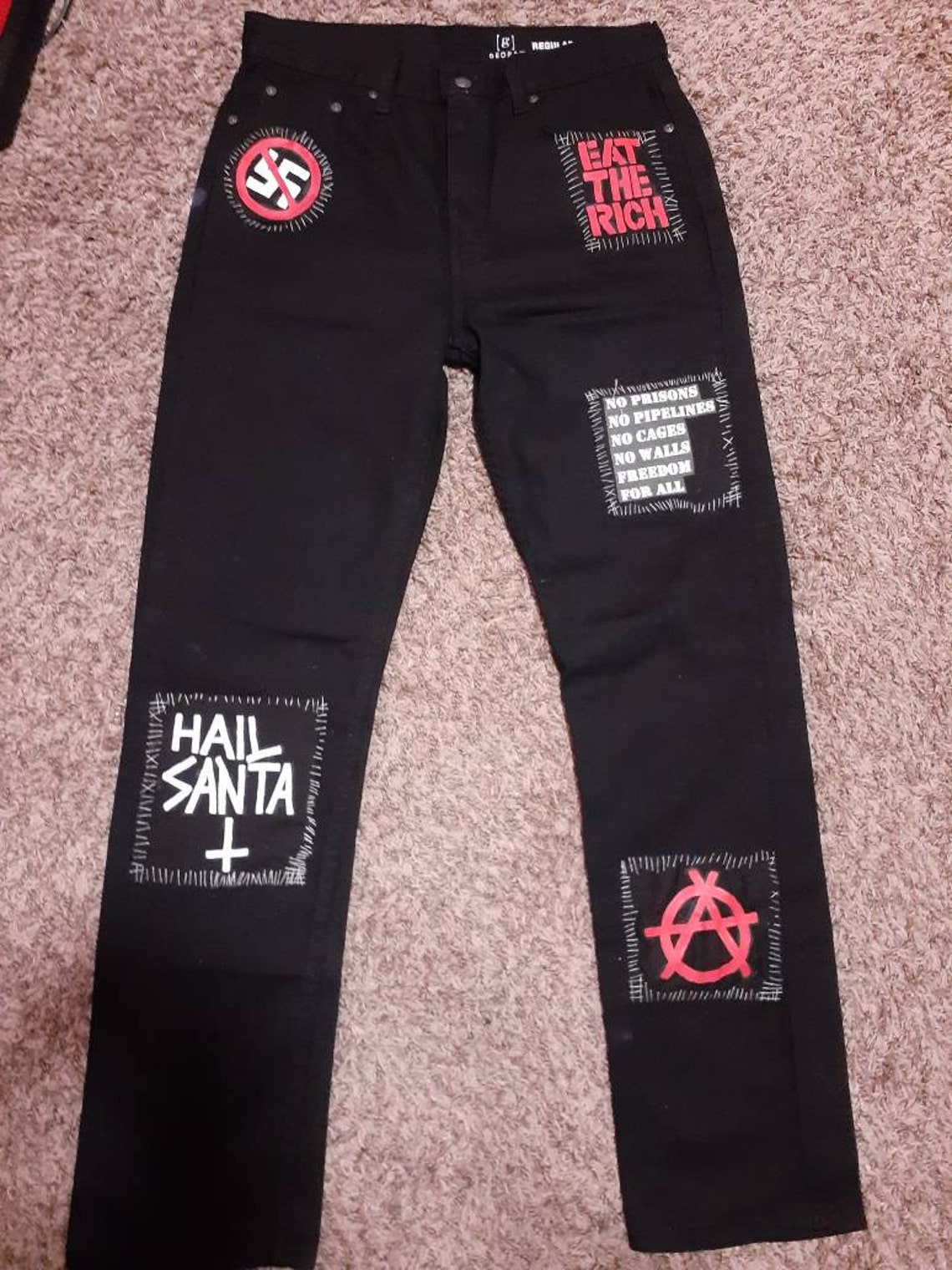 Custom Crust Punk Patch Pants Folk Punk Gutter Punk Emo Goth | Etsy