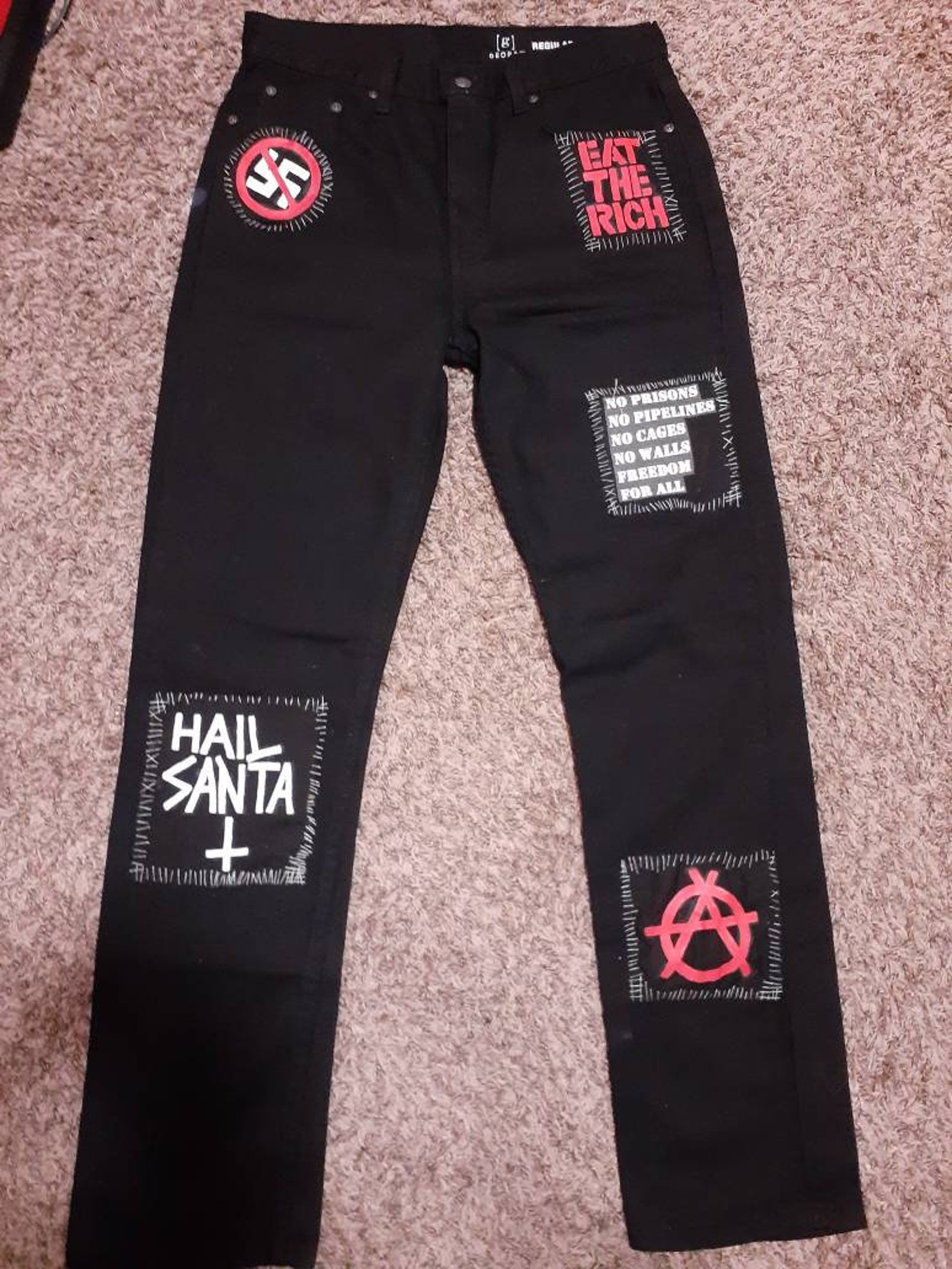 Custom Crust Punk Patch Pants Folk Punk Gutter Punk Emo Goth | Etsy