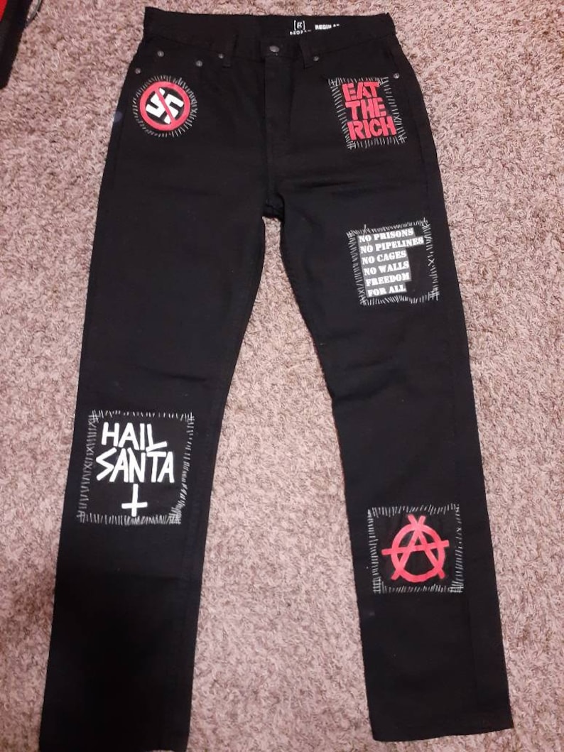 Custom Crust Punk Patch Pants Folk Punk Gutter Punk Emo Goth | Etsy