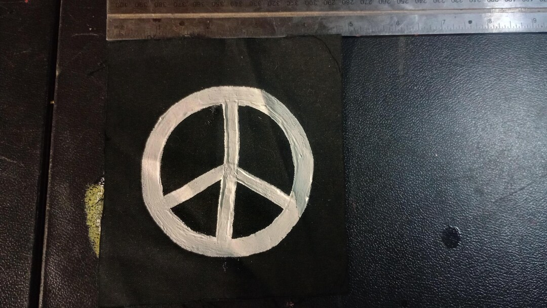 Peace Sign Hippie Hippy Boho Peace Sign Patch Handpainted White Bold ...