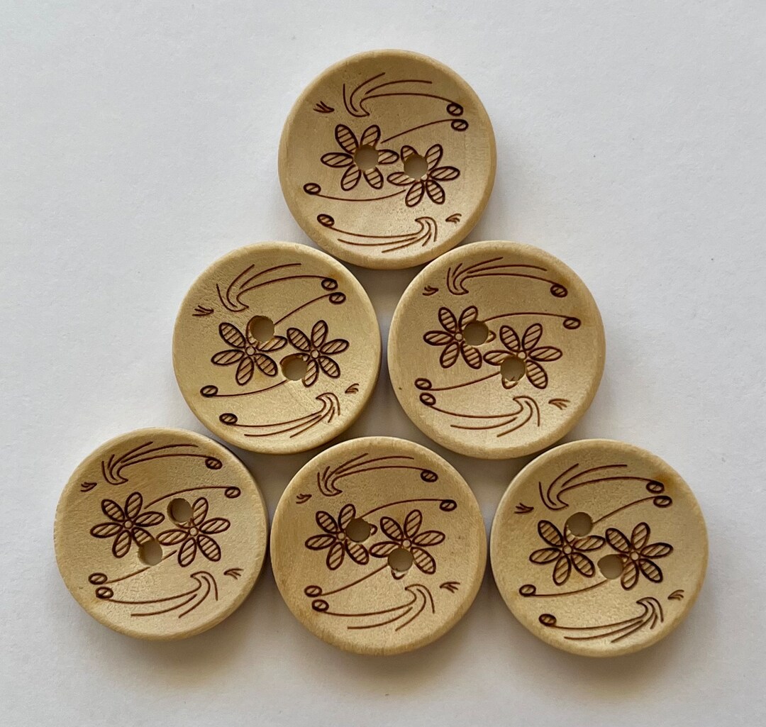 Flower Buttons, Natural Buttons, Rustic Buttons, Wooden Buttons, Sewing ...
